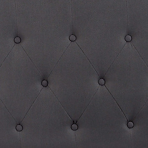 EMMA + OLIVER Arched Button Tufted Queen Size Headboard in Dark Gray Fabric