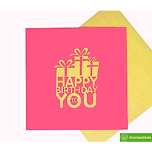 GREENHANDSHAKE Happy Birthday, Pop Up Card, 3D Popup Greeting Cards, for Birthday | 6" x 6"