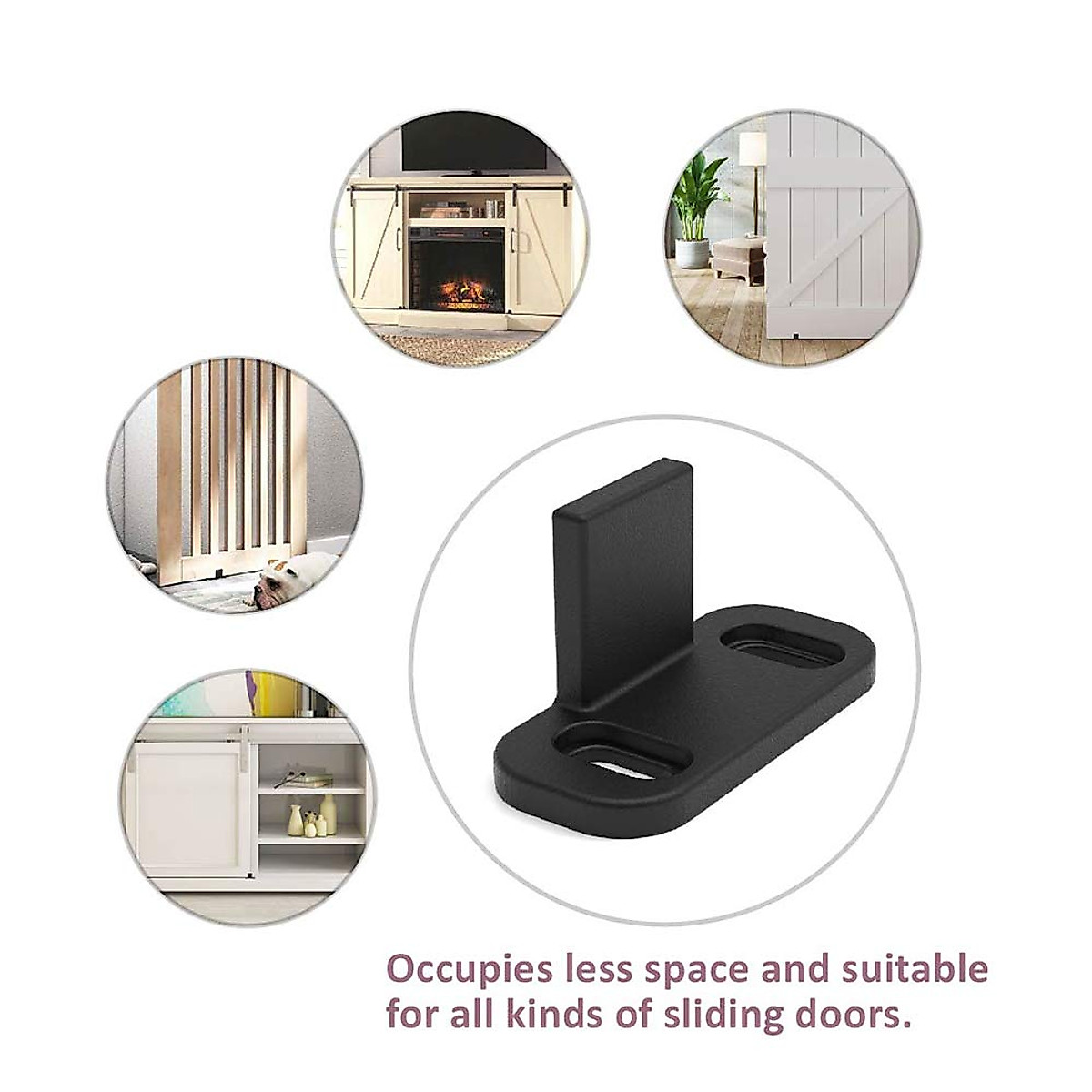 ZEKOO Adjustable Sliding Barn Door Hardware Door Bottom Floor Guide Plastic Limit The Door with Screws (2set)