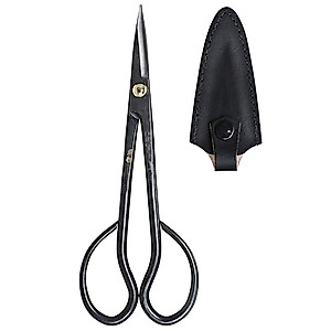 KAKURI Satsuki Bonsai Scissors 7" (180 mm) Professional Bonsai Tool, Japanese Carbon Steel, Black, Made in JAPAN