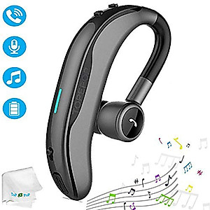 Wireless Headset Wireless Headphone Handsfree Call Earpiece Noise Cancelling Earbud Long Standby Time Earphone Compatible with Smart Cell Phones Trucker Car Driver Business Office Men Women (Grey)
