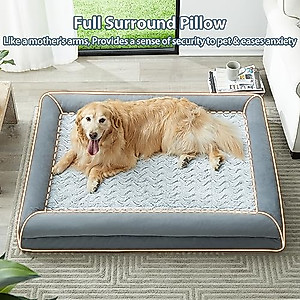 WNPETHOME Orthopedic Dog Beds for Large Dogs, Medium Waterproof Dog Couch with Removable Washable Cover & Anti-Slip Bottom, XL Dog Crate Bed with Sides