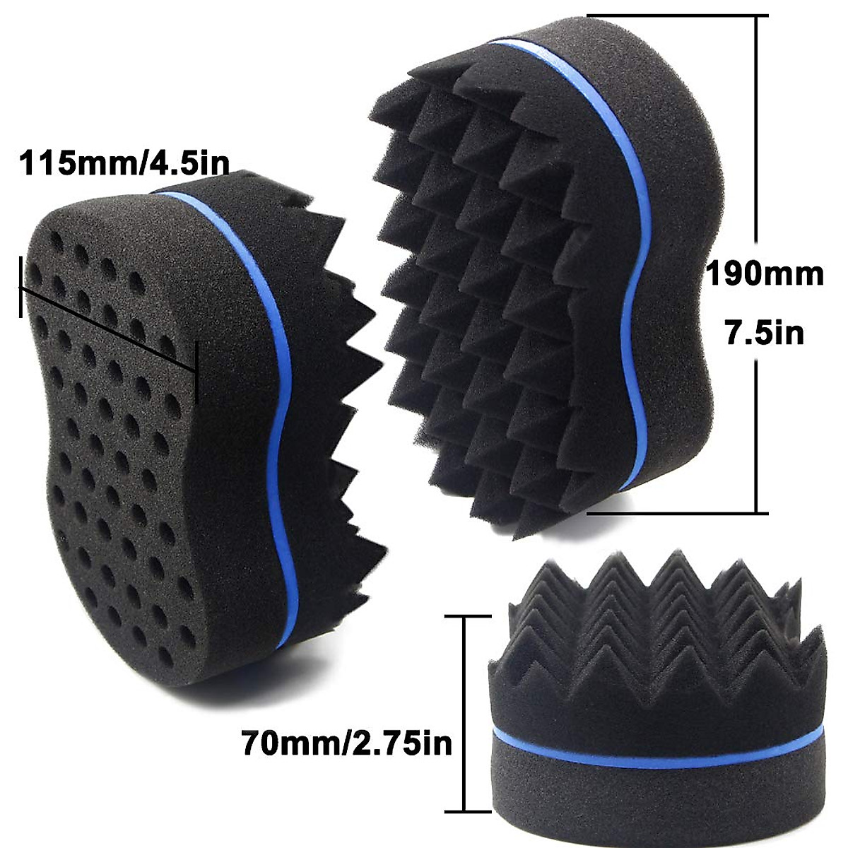 RioRand Hair Sponge Magic Barber Twist Curl Brush Sponge Dreads Locking Afro Coil Comb（Blue 4.5 Inch (Pack of 1)