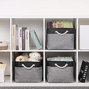 Bidtakay Baskets Set Fabric Storage Bins-Black&Grey Bundled Baskets of 3 Medium Baskets 15" X 11" X 9.5" + 6 Small Baskets 11.8" X 7.8" X 5"