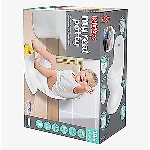 Nuby My Real Potty Training Toilet with Life-Like Flush Button & Sound for Toddlers & Kids, White