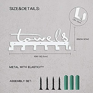 Goutoports Towel Rack Wall Mount Bathroom Towel Holder Bathroom Decor Metal Holder Rack 6 Hooks Rustproof and Waterproof (White)