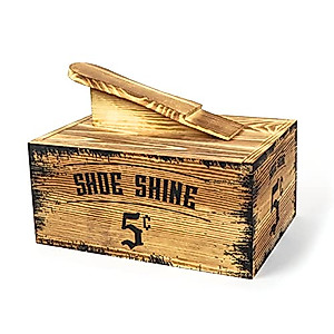 Old & Bold Vintage Wooden Shoe Shine Box With Foot Rest - Rustic Wood Box Perfect for Jewelry and Antiques - Gentleman’s Box