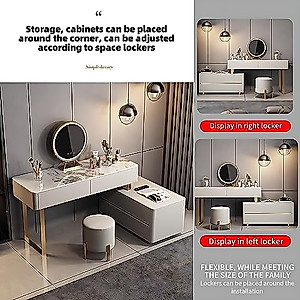ZGNBSD Luxury Makeup Vanity Table - Makeup Table with Drawers, Stool & Smart Mirror | Elegant Bedroom Vanity Set for Glamorous Beauty