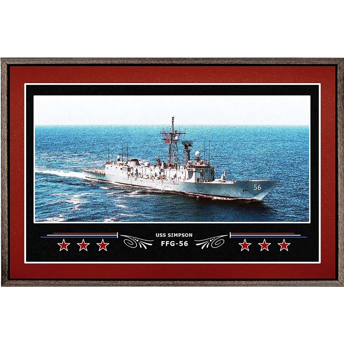 Navy Emporium USS Simpson FFG-56 Box Framed Canvas Art - Burgundy