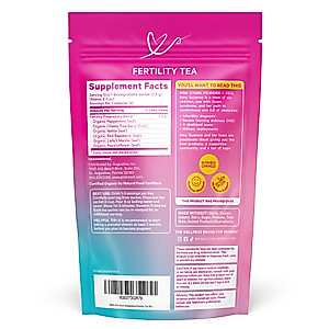 Pink Stork Fertility Tea for Conception and Hormone Balance with Organic Mint, Vitex, and Red Raspberry Leaf, Caffeine Free - Mint, 15 Sachets