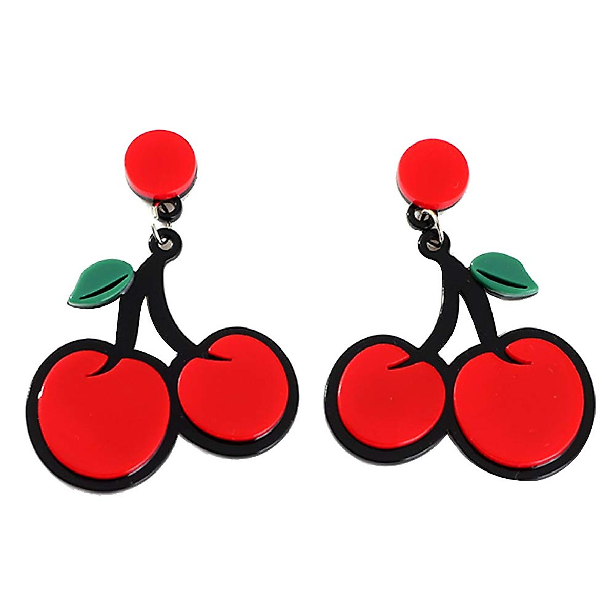 Fashion Earrings For Women,Funny Watermelon Lemon Strawberry Fruit Series Dangle Ear Studs Earrings - Cherry**
