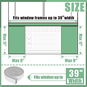 Memrita Window AC Side Panels for Indoor Air Conditioner Unit,Window Air Conditioner Surround Insulation Foam Panel Kit with Foam Seal Strip,Window AC Foam Panels for Summer and Winter