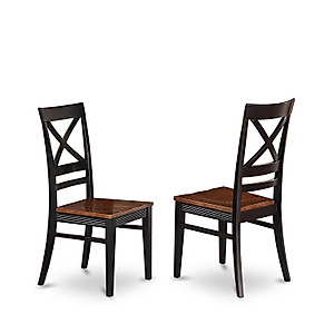 East West Furniture DLQU3-BCH-W 3 Piece Dining Set Contains a Round Dining Table with Dropleaf and 2 Kitchen Chairs, 42x42 Inch, Black & Cherry