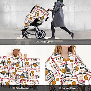 Personalized Basketball Sports Baby Car Seats Canopy for Babies with Name, Custom Monogram Car Seat Cover for Boys Girl, Opening Minky Nursing Breastfeeding Cover Infant Carseat Canopies for Newborn