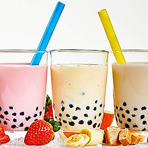 Jumbo Smoothie Straws Extra Wide - Individually Wrapped 100 Pack, BPA Free Milkshake Straw 0.47" Multi Colored Large Disposable For Boba Tea, Extra Durable Thick Restaurant Quality - by DuraHome