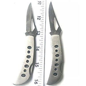 3 PC 440 STAINLESS STEEL Pocketknife Steel Handle & Blade, Lockback, New