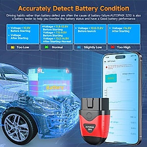 AUTOPHIX 3210 Bluetooth OBD2 Scanner Enhanced Wireless Car Code Readers Auto Scan Tools Diagnostic Scanner with Battery Performance Test Check Engine Light Exclusive APP for iPhone, iPad & Android