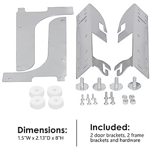 HRepair 5WD-DMKIT Metal Door Shelf Mount Silver Kit For 5wb1 5wb2 5cw2 Organizer Basket Series RV Pull Out Wire Baskets Cabinet Kitchen Cookware Organizers Waste Containers