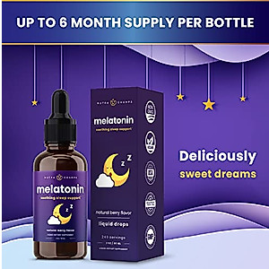 Liquid Melatonin Drops | Melatonin for Kids & Adults | Sugar Free Kids Melatonin Liquid Sleep Aid Supplement | Vegan & Non-GMO | Natural Berry Flavor | Melatonin 1 mg Drops | 180 Servings (2 Pack)