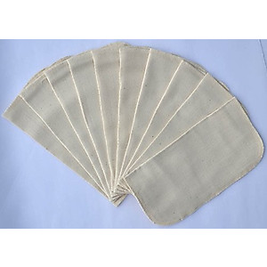 1 Ply Organic Washable Baby Wipes Larger size 9 x 9 Inches 10 Pack Sewn with Matching Cotton Thread