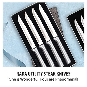 RADA 4-Piece Utility Knife Set Stainless Steel Steak Knives with Knife Sharpener