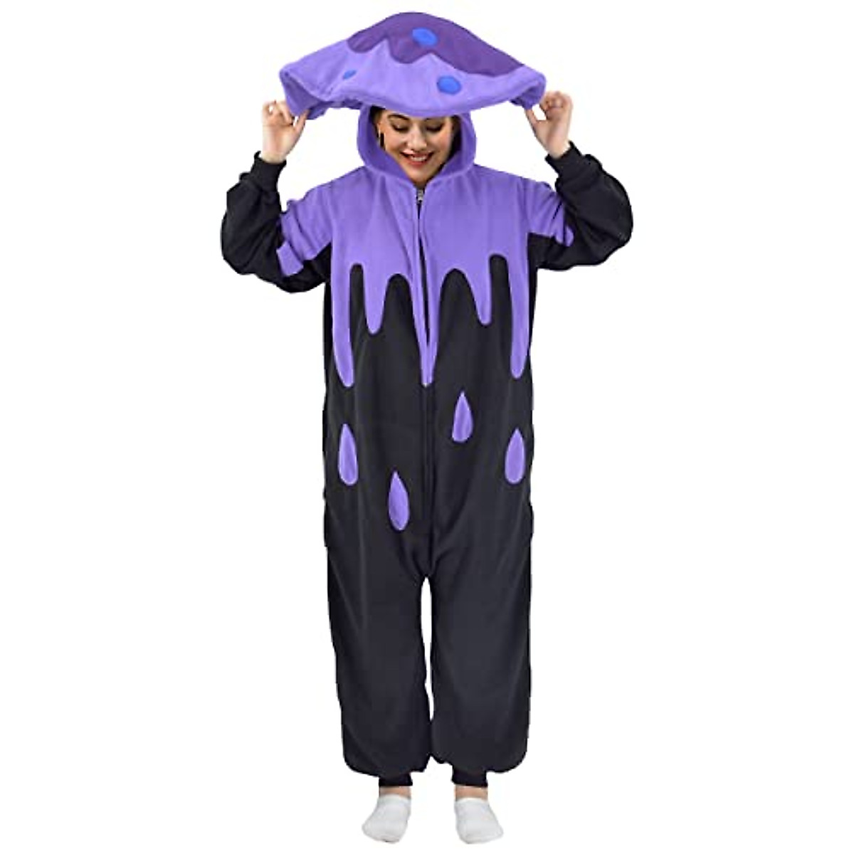 XIGUAGUO Adult Cartoon Mushroom Onesie Costume Animal Cosplay Christmas Homewear Pajamas Sleepwear for Women and Men