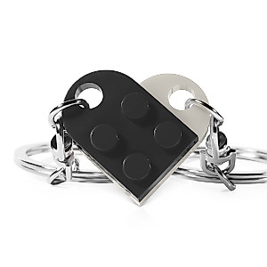 Matching Couples Heart Keychain for Boyfriend Girlfriend Friendship BFF Cute Valentine's Day Gifts Stuff Presents Him Her Friends Set Compatible with Lego Gift