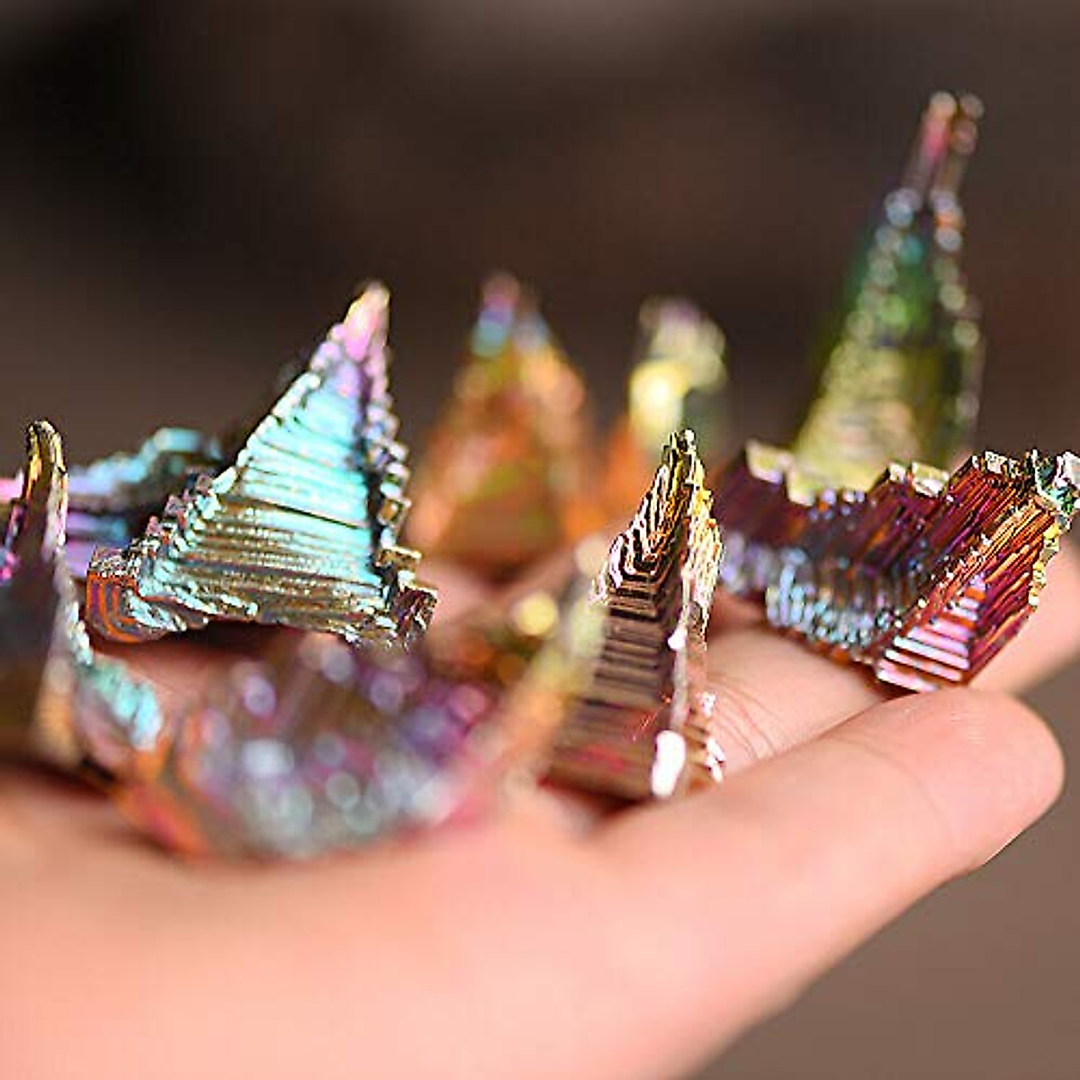 Wixine 1Pcs Rainbow Titanium Bismuth Specimen Mineral Gemstone Crystal Mineral Rock