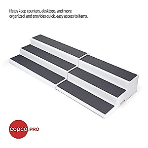 Copco Pro Expandable 3-Tier Cabinet Organizer, 14.8 x 9.7 x 3.5 Inch, White and Charcoal Gray