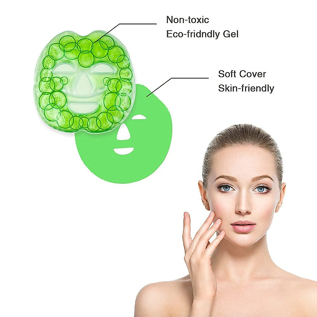 Face Ice Gel Pack with Wrap - Reusable Hot Cold Compress for Skin Care, Puffiness Eyes, Swollen Face, Cold Face Mask Gel Pack Pain Relief for Migraines, Injuries, Inflammation, Sinus Headaches, Stress