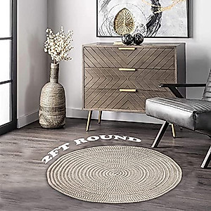 Hand Woven Round Area Rugs Living Room Bedroom Study Computer Chair Cushion Base Mat Round Carpet Lifts Basket Swivel Chair Pad Coffee Table Rug(2' Round, Light Camel)