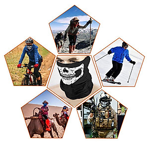 ZKSM 3 PCS Skull Mask Breathable Skull Face Masks Black Seamless Skull Balaclava Mask for Motorcycle Bike Hiking Ski Halloween Outdoor Riding