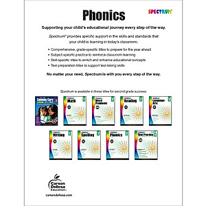 Spectrum Phonics Grade 2, Ages 7 to 8, Grade 2 Phonics Workbook, Blends, Consonants, Vowel Sounds and Pairs, Letters, Words, and Sentence Writing Practice - 160 Pages