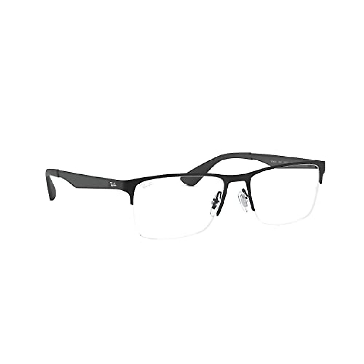 Ray-Ban RX6335 Rectangular Prescription Eyeglass Frames, Matte Black/Demo Lens, 56 mm