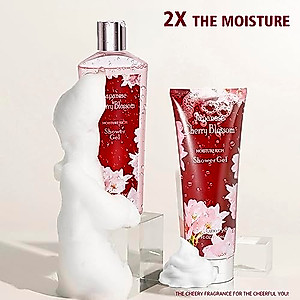 Vital Luxury Japanese Cherry Blossom Shower Gel and Body Cream Set - Nourishing and Moisturizing Daily Skincare - 8 fl.oz / 236mL Each, Birthday Mother's Valentine's Day Gifts for Her and Him