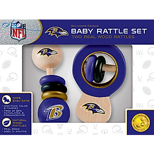 BabyFanatic Wood Rattle 2 Pack - NFL Pittsburgh Steelers - Officially Licensed Baby Toy Set