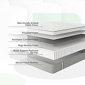 Novilla King Mattress, 10 Inch Memory Foam Hybrid Mattress with Individual Pocket Springs, Mattress King for Pressure Relief, Motion Isolation & Cool Sleep, Medium Firm with Pillow Top