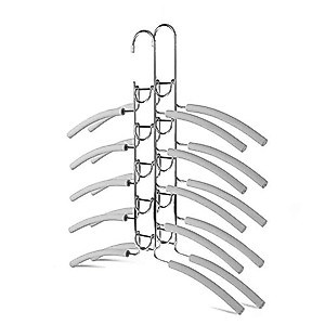 Amber Home 2 Pack Multi Layer 5 in 1 Metal Coat Sweater Shirt Hangers, Closet Storage Organizer Detachable Space Saving Anti Slip Heavy Duty Clothes Hangers Fixed Hook for Tops