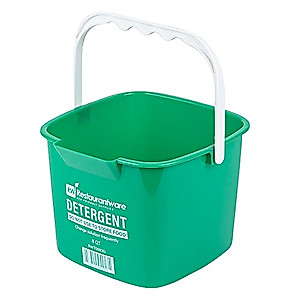 Restaurantware-RW Clean 8 Quart Cleaning Bucket, 1 Detergent Square Bucket - With Measurements, Built-In Spout And Handle, Green Plastic Utility Bucket, For Home Or Commercial Use,