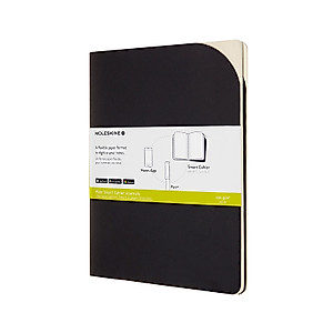 Moleskine Paper Tablet Cahier Soft Cover Smart Notebook, Plain/Blank, XL (7.5" x 9.5") Black, Compatible w/ Moleskine Pen+ Ellipse (Sold Separately) & App & Organize Notes, 88 Pages