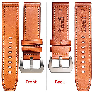 Hemsut Genuine Leather Watch Band, Retro Vintage 20 22 24 26mm Handmade Replacement Leather Watch Strap for Men and Women