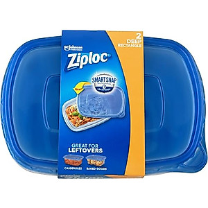 Ziploc Container with One Press Seal, Large Rectangle, 2 ct