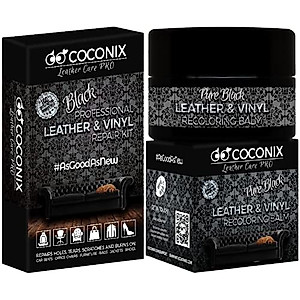 COCONIX Black Leather and Vinyl Repair Kit Leather Recoloring Balm Pure Black