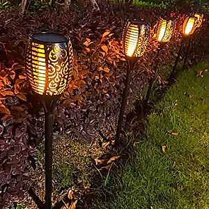 Liveasily 4 Pack Led Solar Torch Light with Flickering Flame Outdoor Waterproof, Solar Torches Stake Lights, Auto On/Off Solar Garden Lights Decorations