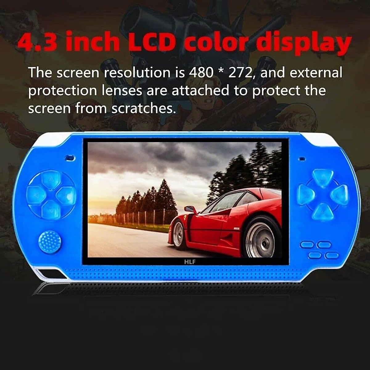 SLEE 4.3 for PXP Portable Handheld Video Gaming Console Player 10000 Game Built-in 8GB Blue Colour
