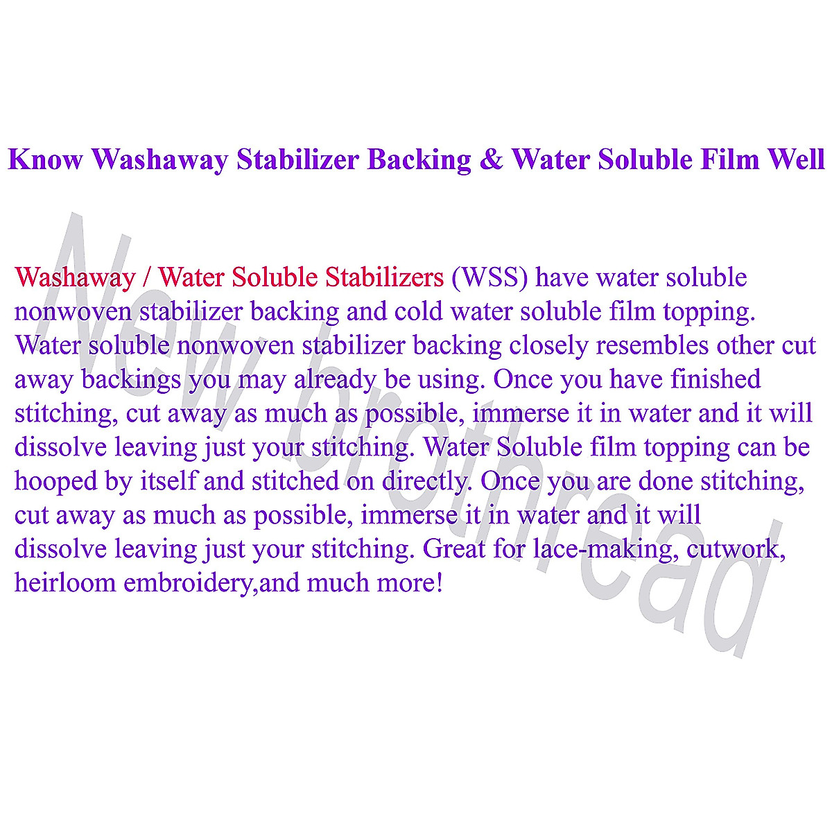 New brothread Light Weight Clear Wash Away - Water Soluble Embroidery Topping Film - 10"x10 Yd roll - Cut into Various Sizes for Machine Embroidery and Hand Sewing