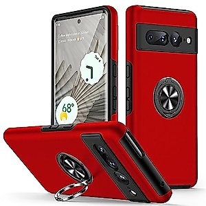 KOVASIA Designed for Google Pixel 7 Pro,Case with 360° Ring Stand, Multi-Layer Protective Case, Shockproof Cover for Google Pixel 7 Pro Case,Red
