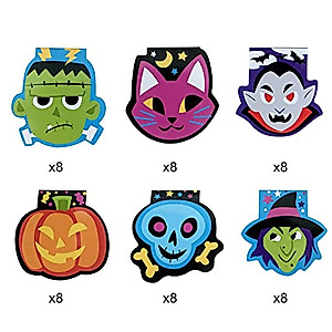 JOYIN 48 Pcs Halloween Spooky Characters Mini Notepad Set in 6 Designs, Halloween Note Pads Trick or Treat Gifts Set for Kids Halloween Party Favors Classroom Favors Halloween Goodie Bag Fillers