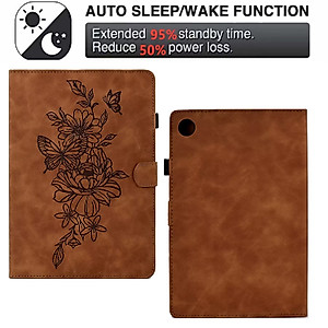 MonsDirect Case for Samsung Galaxy Tab A8 10.5 inch 2022, Suede Leather Multi-Angle Stand Cover, Smart Auto Wake/Sleep Folio Case with Pen Holder for 10.5" Galaxy Tab A8 [SM-X200/X205/X207], Brown