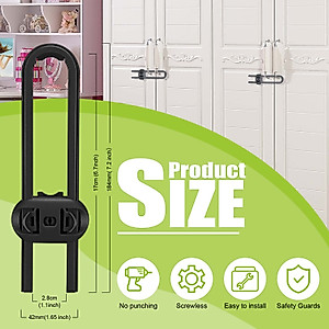 10-Pack Safety Cabinet Locks for babies, Child safety cabinet locks, baby Proof Cabinet latches, Adjustable U-Shaped Sliding Child locks for Closet cabinets Knob Handle